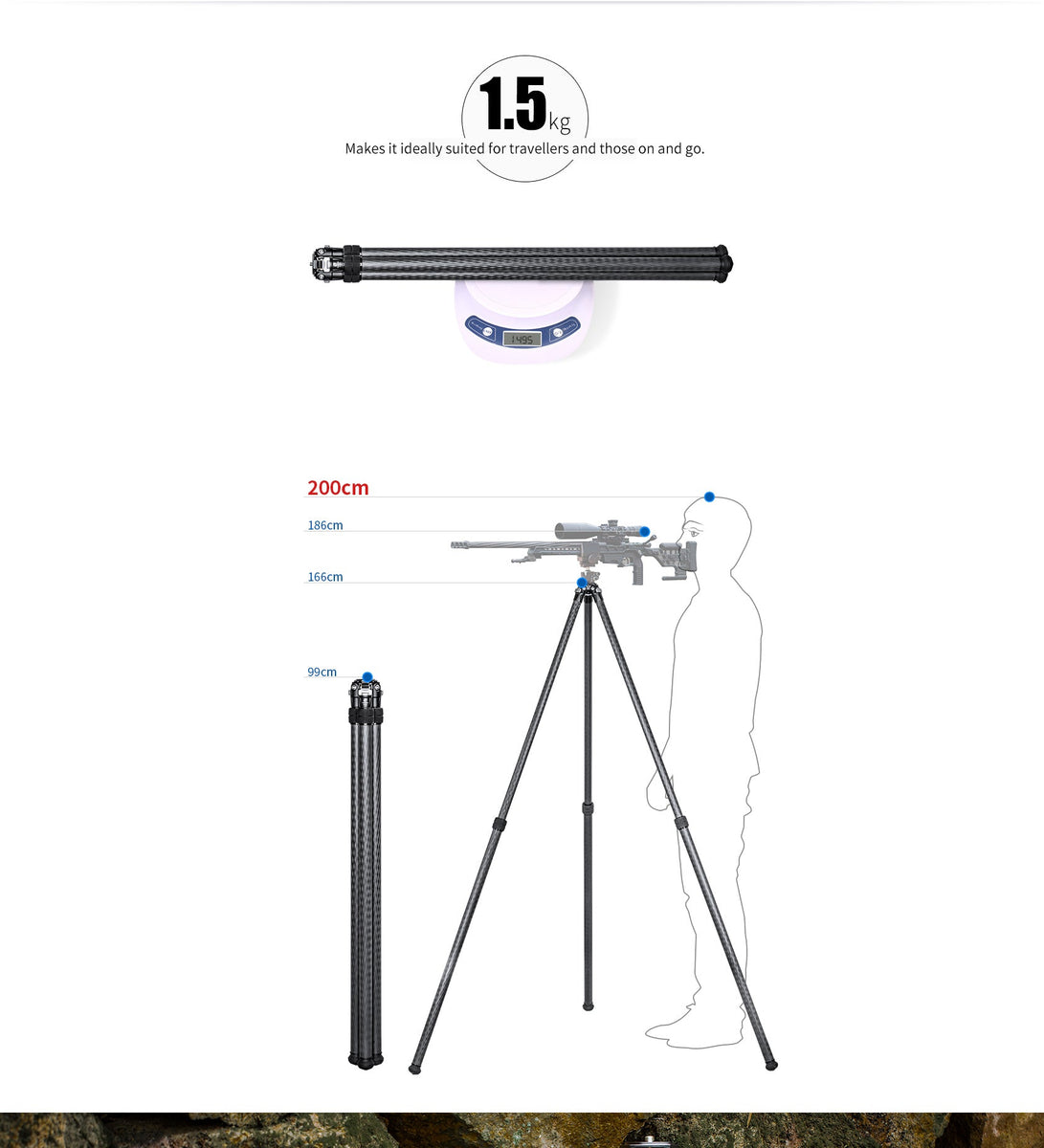 Leofoto SO-282C Inverted Rifle Series Carbon Fiber Tripod | Weight: 3 ...